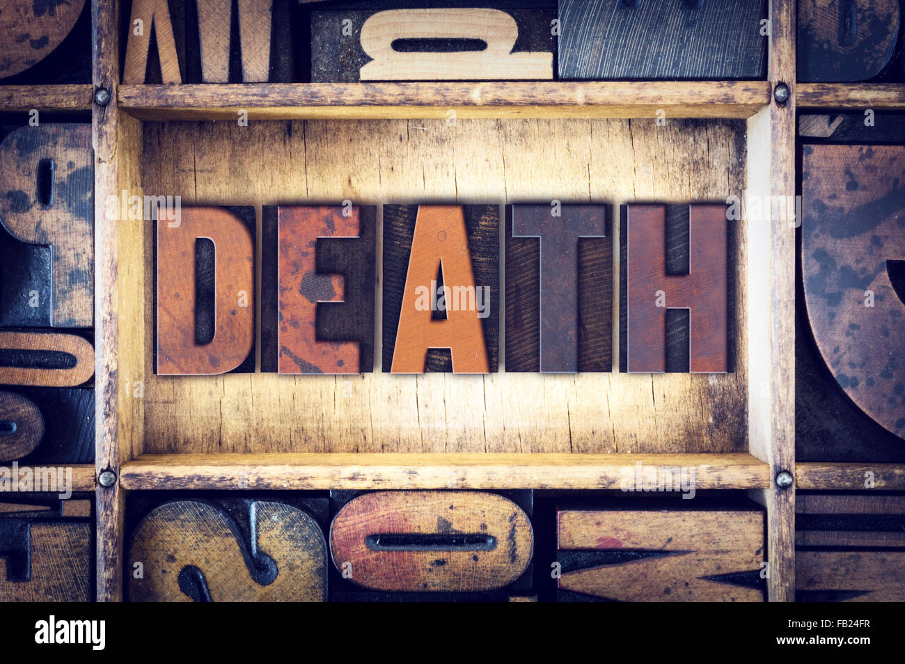 The word "Death" written in vintage wooden letterpress type Stock Photo ...