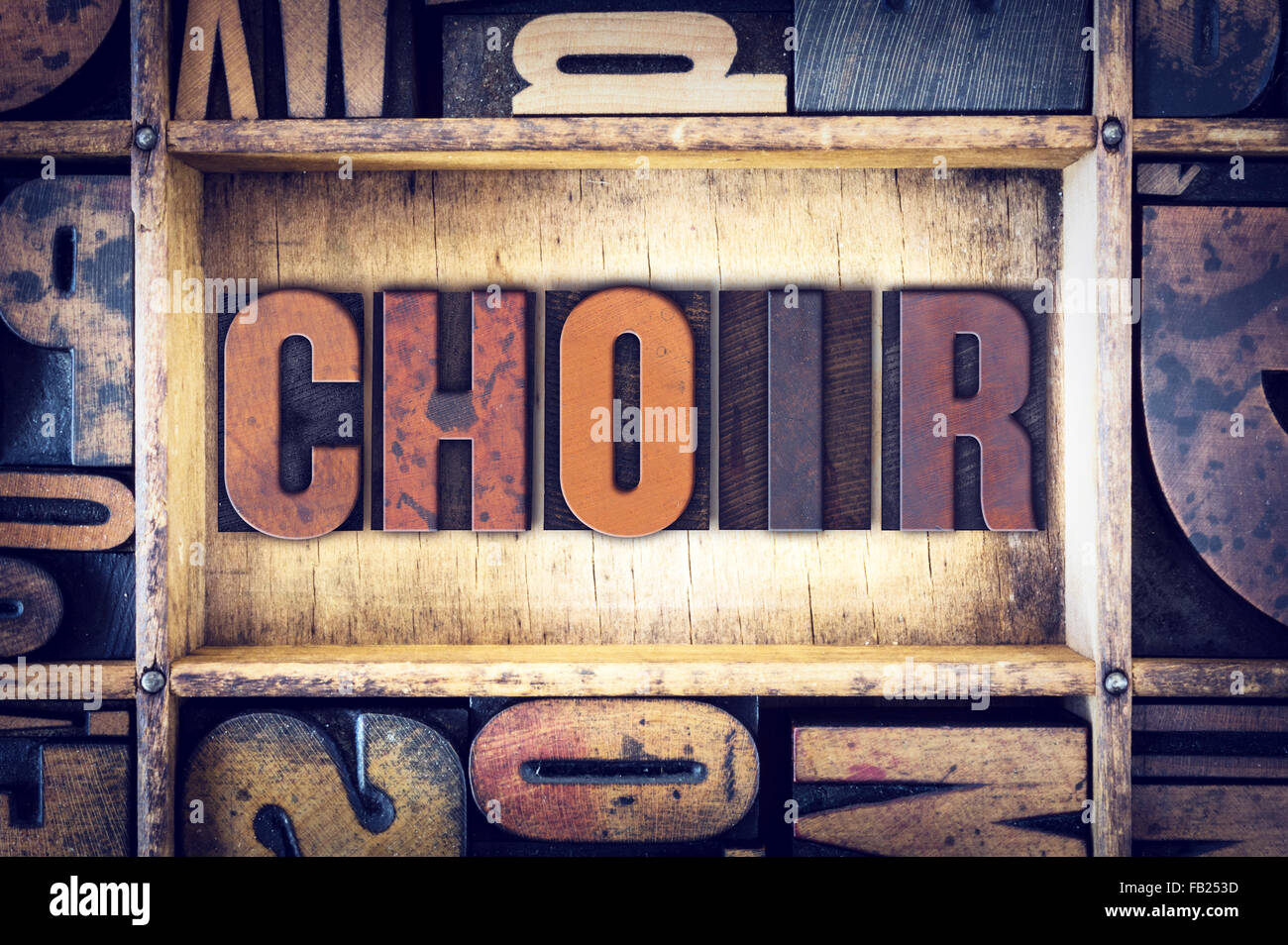 The word "Choir" written in vintage wooden letterpress type Stock Photo ...