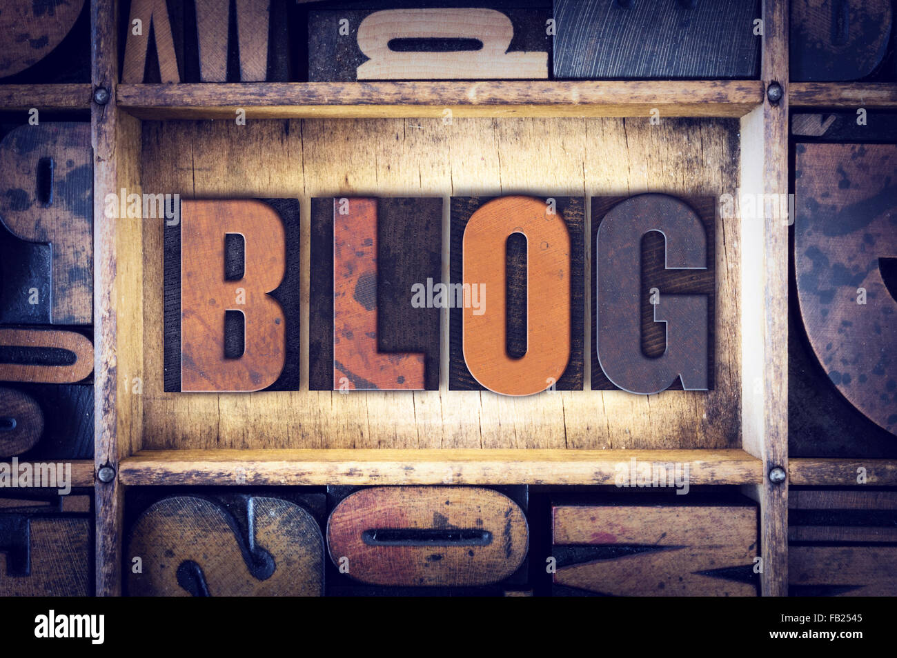 The word "Blog" written in vintage wooden letterpress type Stock Photo ...