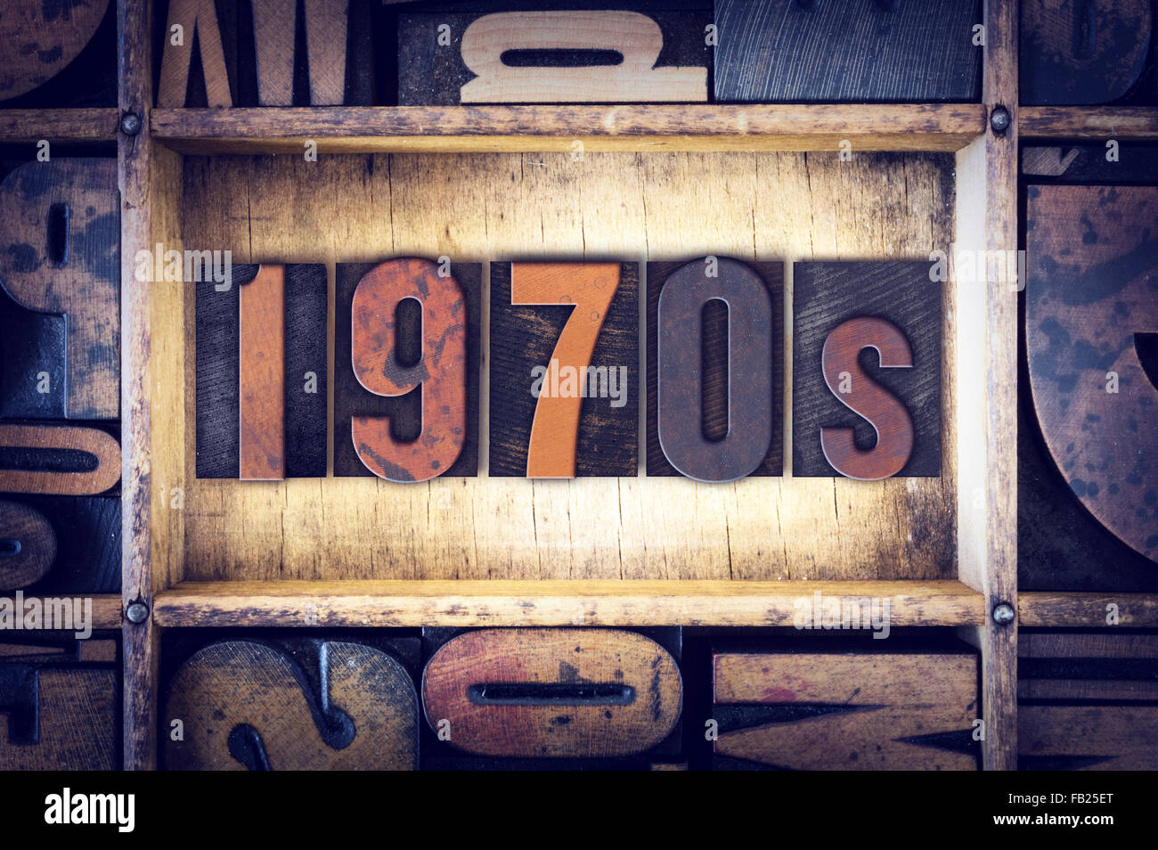 The word "1970s" written in vintage wooden letterpress type Stock Photo ...