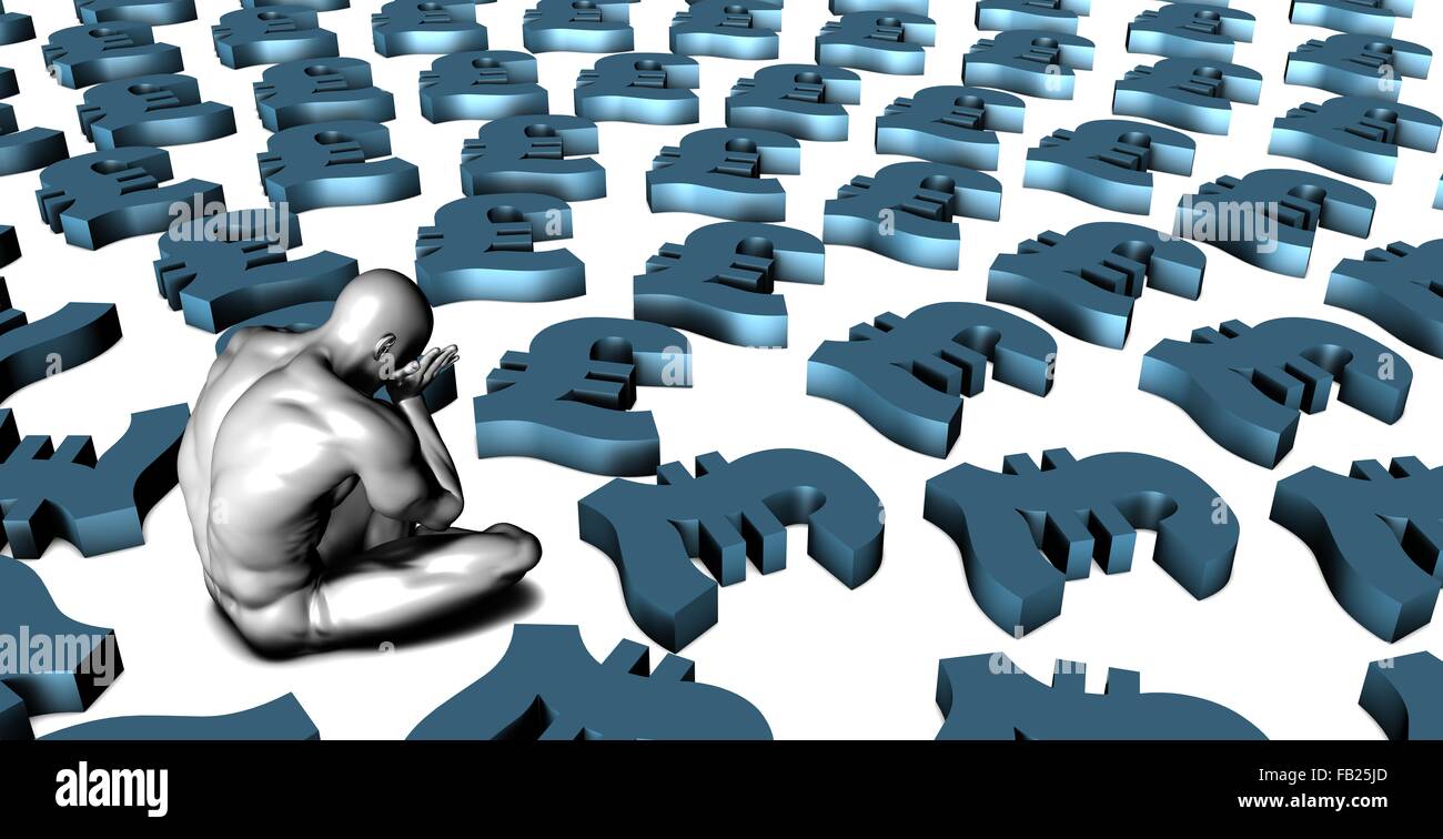 Weak British Pound Currency or Weakening Finances and Man Crying Stock ...