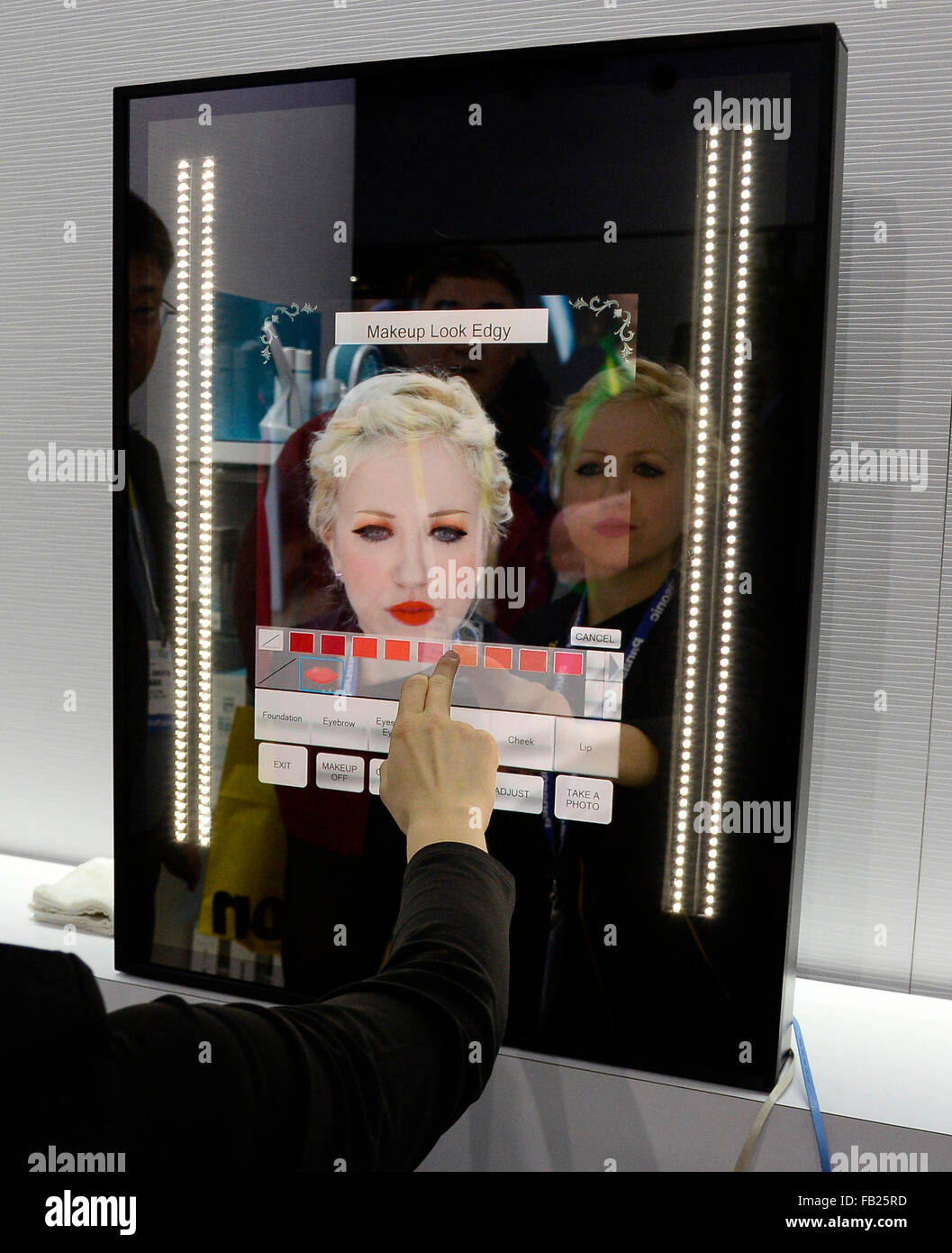 Las Vegas NV, USA. 7th Jan, 2016. Panasonic makeup mirror scans a woman ...