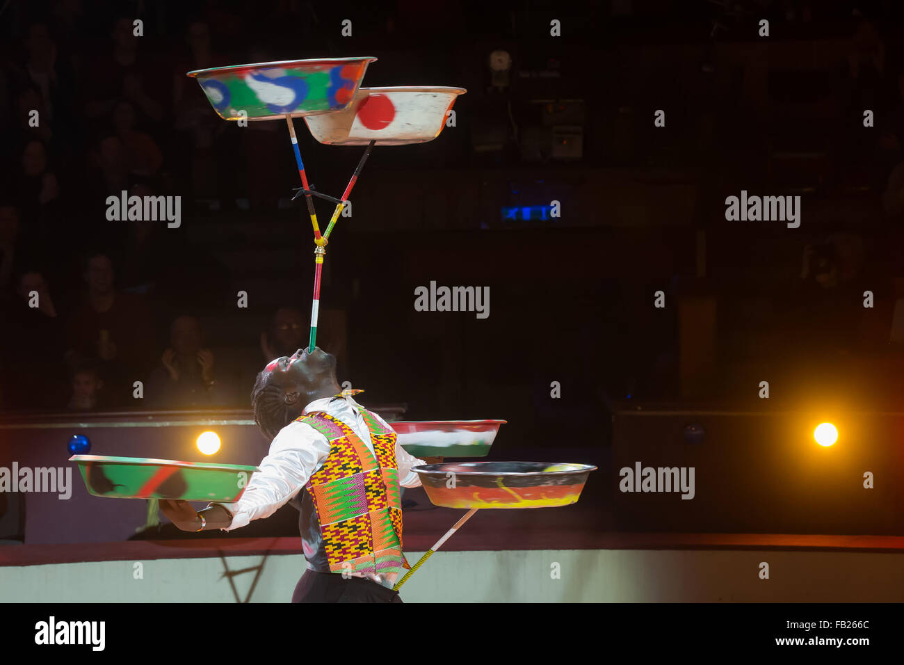 Budapest. 7th Jan, 2016. Isaac Aborah of Ghana performs as a juggler on ...