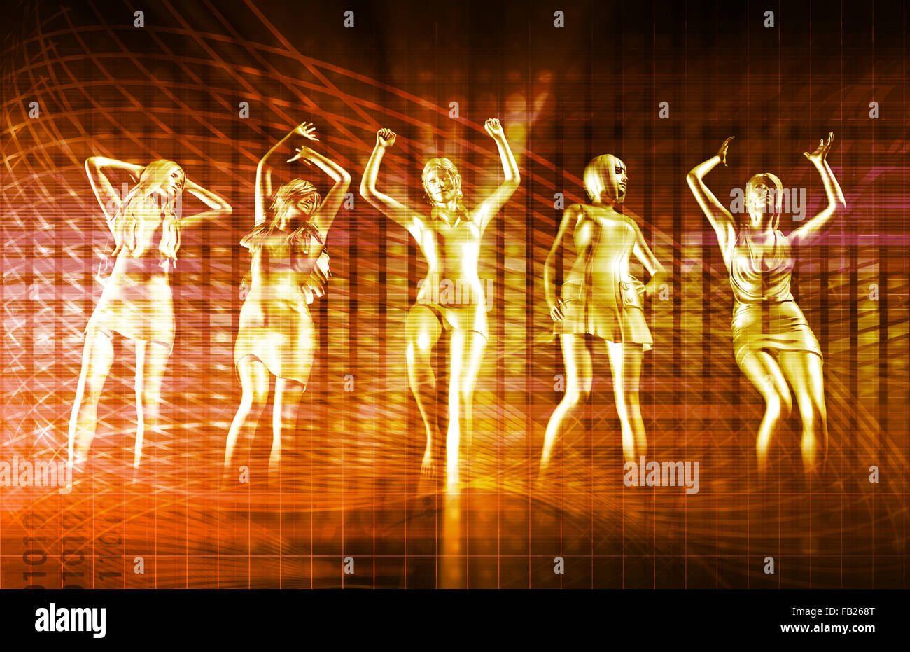 Row of Dancing People Clubbing at Disco Stock Photo - Alamy