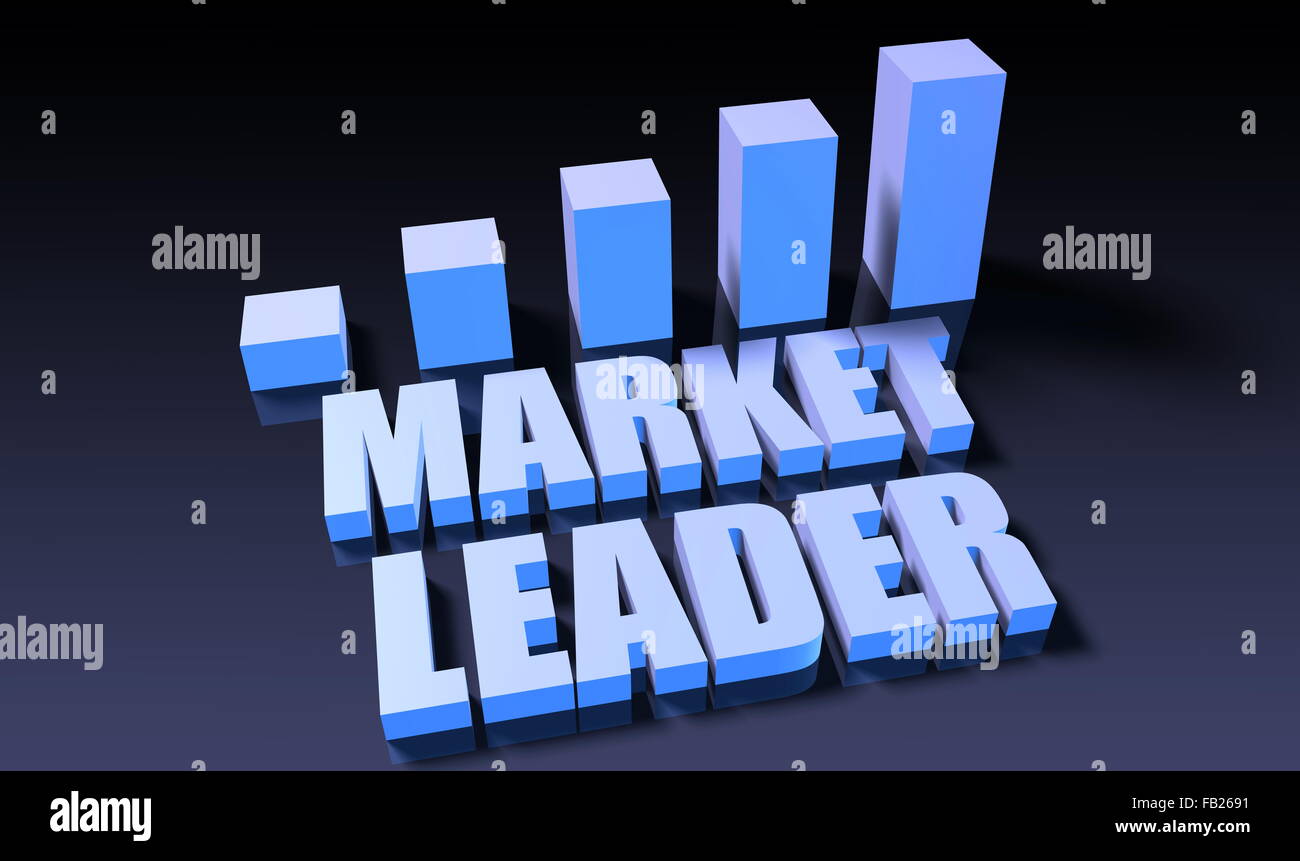 Market leader graph chart in 3d on blue and black Stock Photo - Alamy