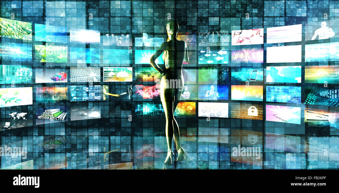Media Technologies Concept as a Video Wall Background Stock Photo - Alamy
