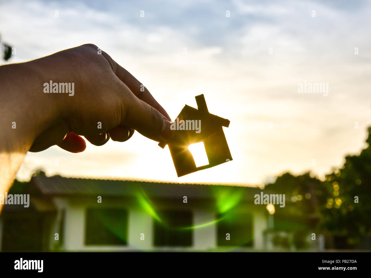 The concept of building houses on sky Stock Photo - Alamy