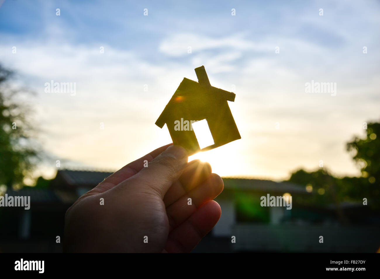 The concept of building houses on sky Stock Photo - Alamy