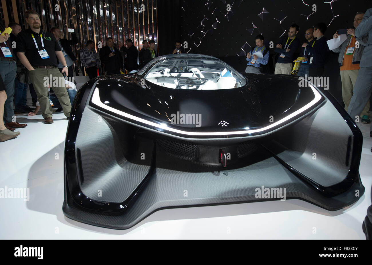 Las Vegas, USA. 7th Jan, 2016. A Faraday Future FFZERO1 Concept car is ...