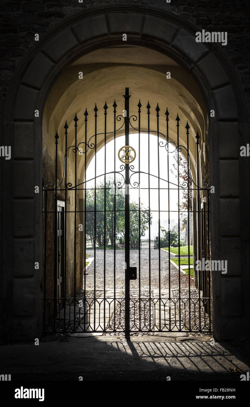 Beautiful view and light from arched passage of a medieval castle Stock ...
