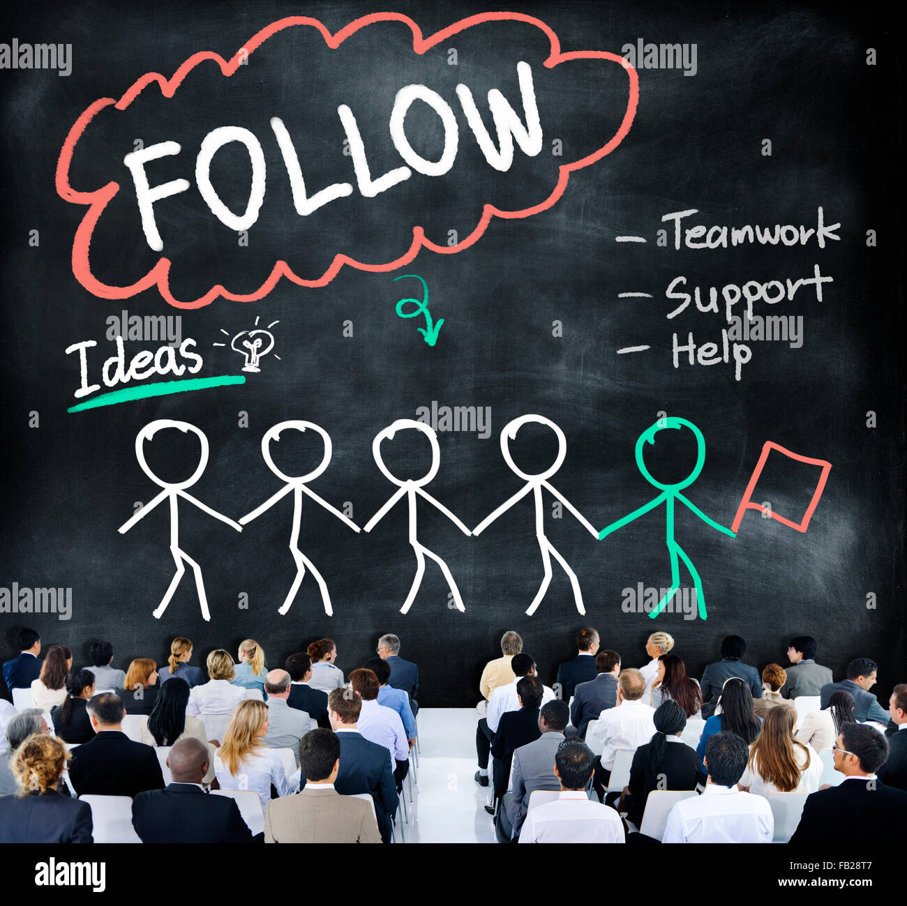 Follow Support Ideas Teamwork Social Media Concept Stock Photo - Alamy