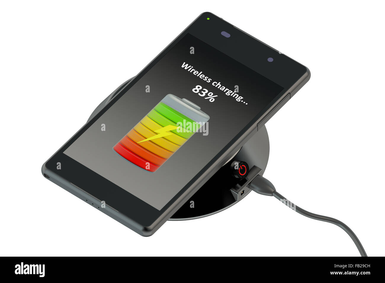 Wireless charging of smartphone isolated on white background Stock ...