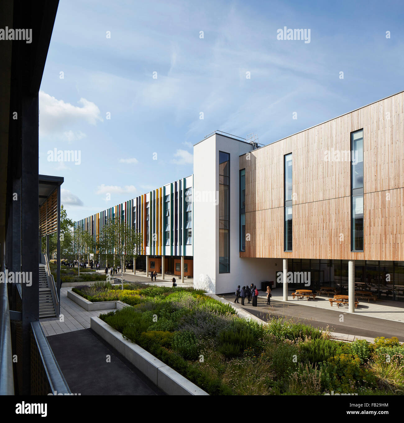 Elevated view across schoolyard with building facade. Regent High ...