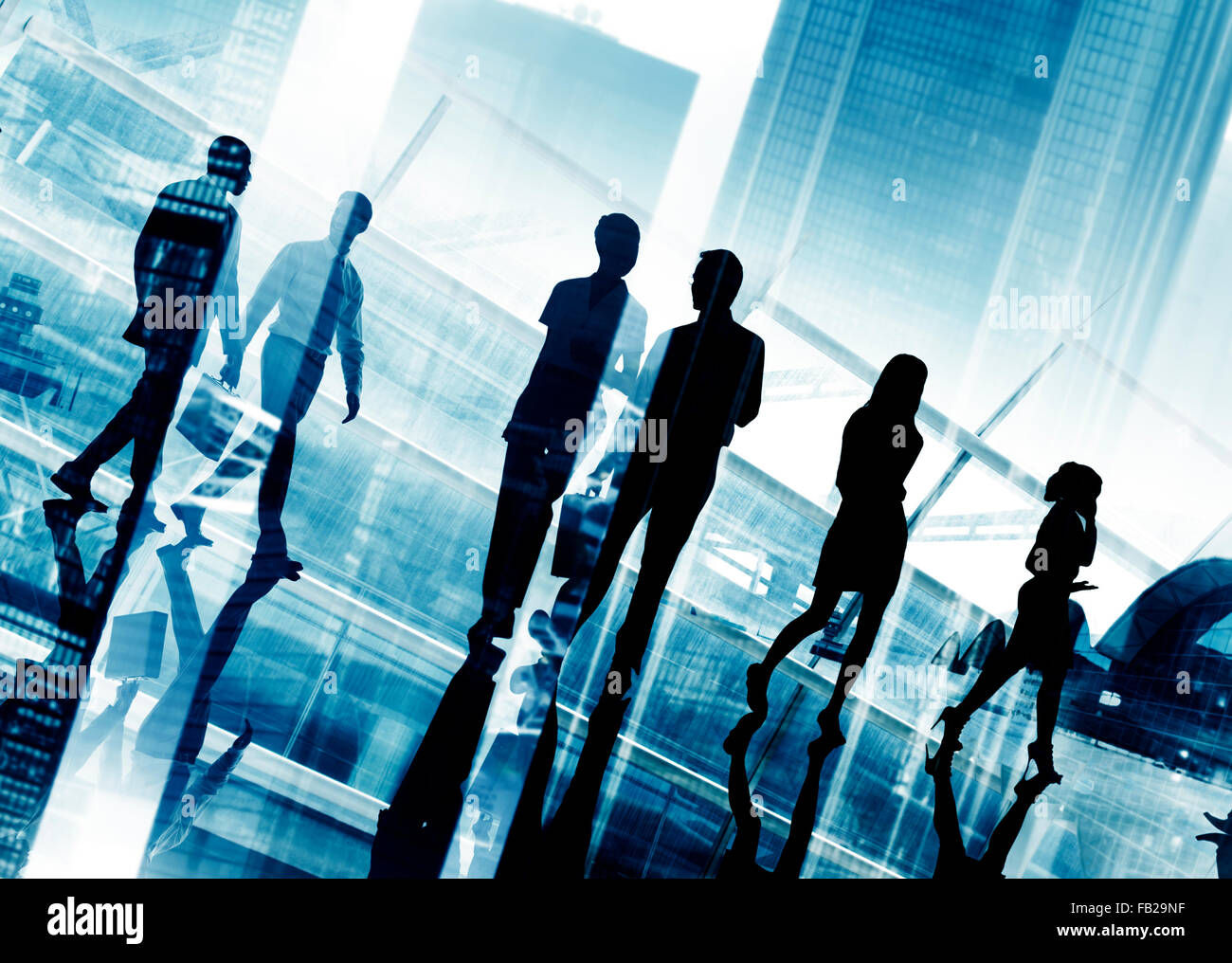 Silhouette Business People Commuter Walking Rush Hour Concept Stock ...