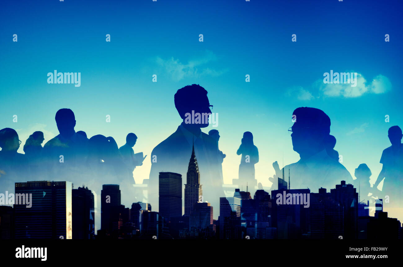 Silhouette Business Corporate Connection Meeting Concept Stock Photo ...