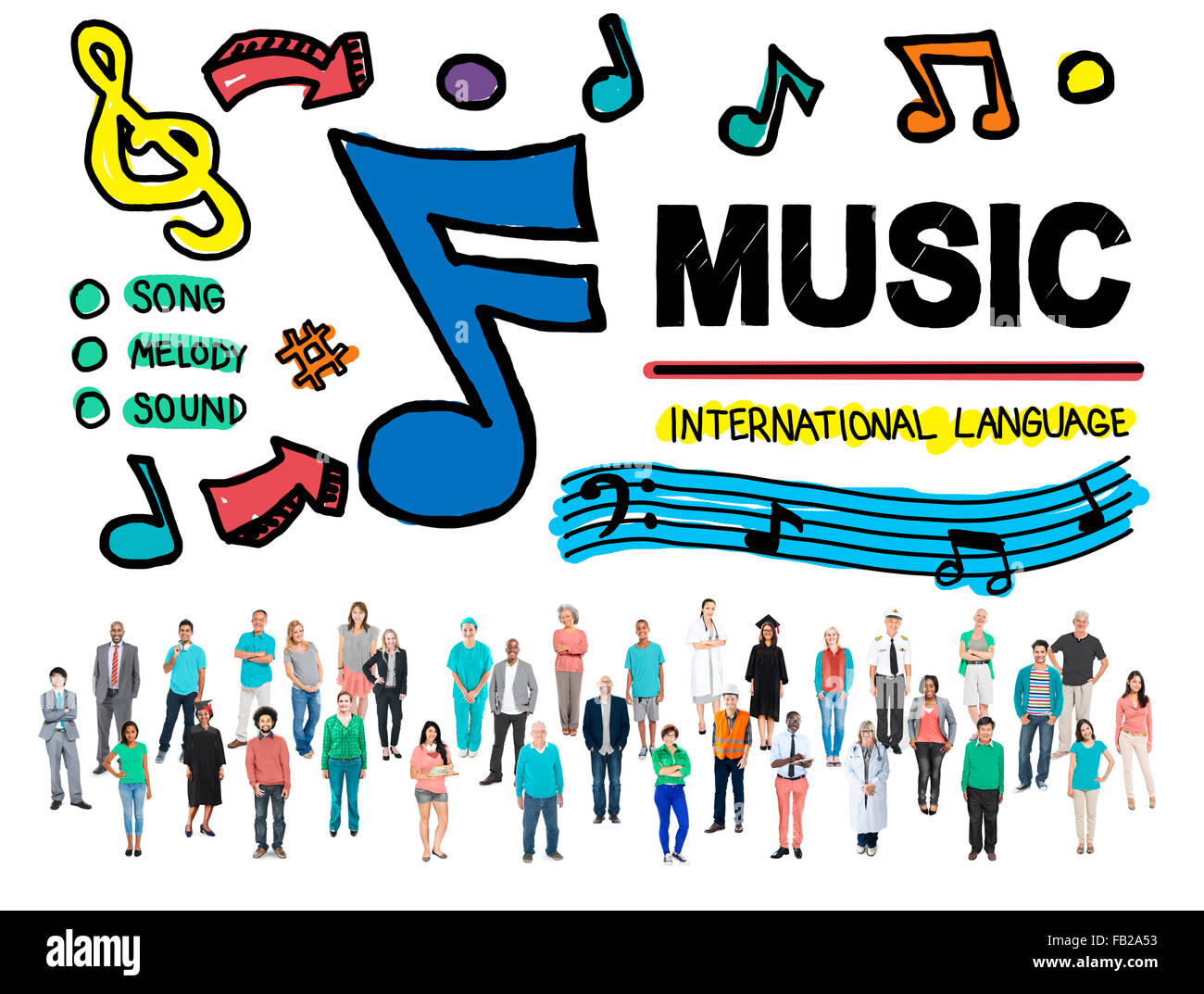 Music Notes Song Entertainment Media Concept Stock Photo - Alamy