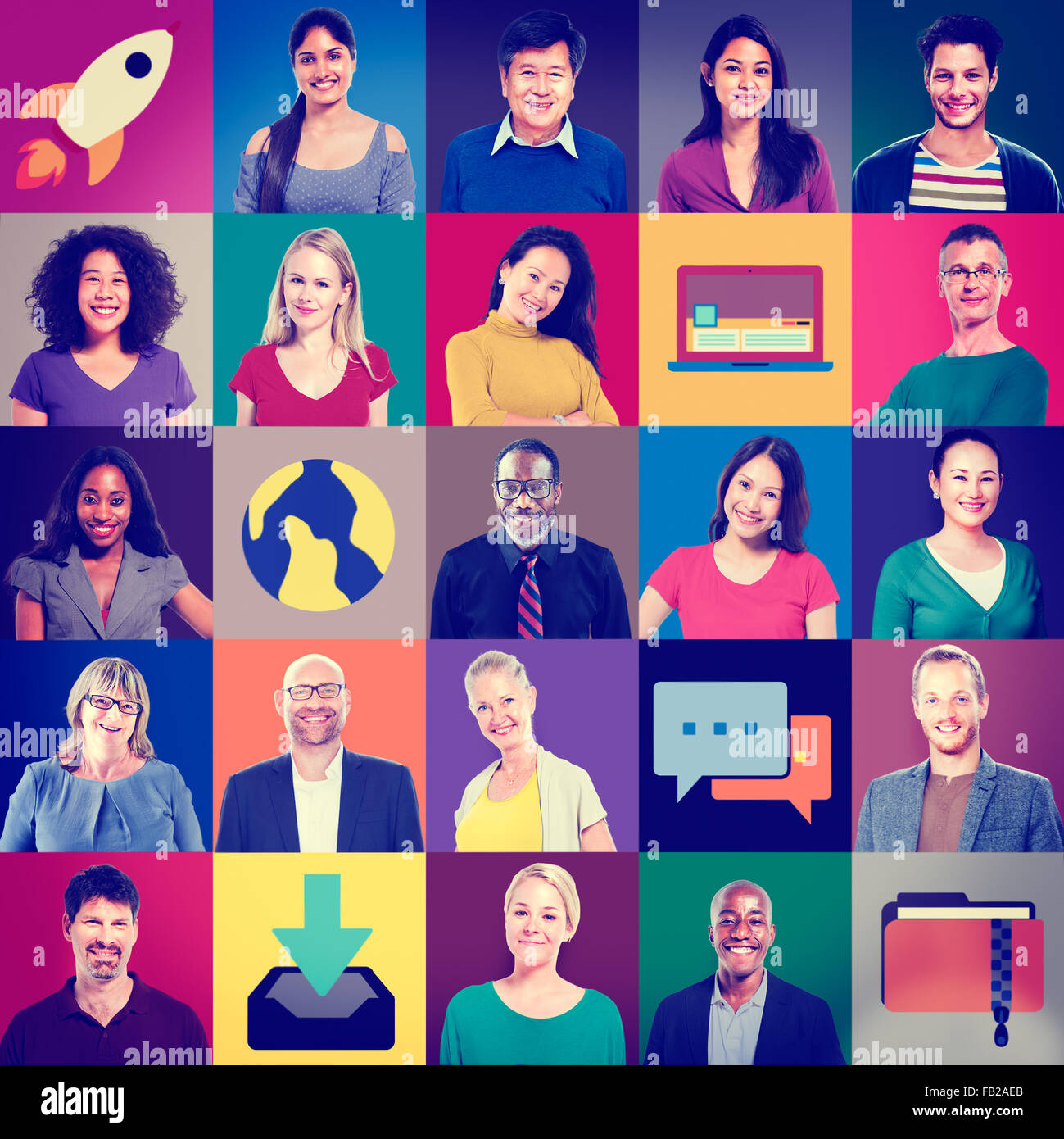Multiethnic People Colorful Smiling Portrait Technology Concept Stock ... Multiethnic People Colorful Smiling Portrait Technology Concept Stock ...