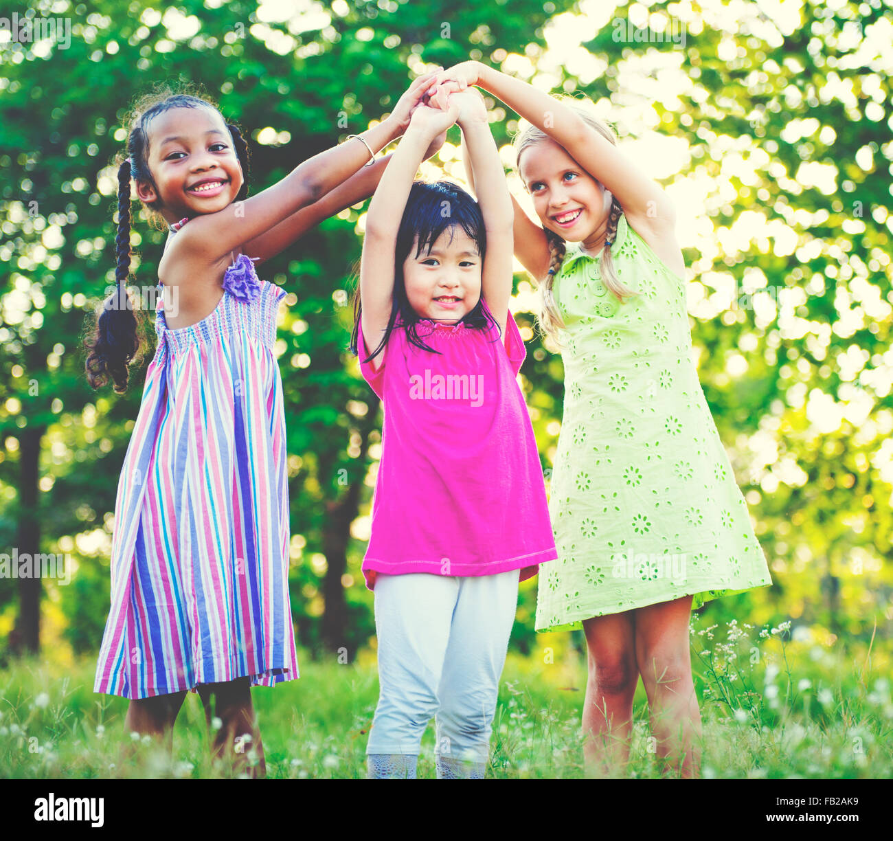 Children Playing Girls Togetherness Happiness Leisure Concept Stock ...