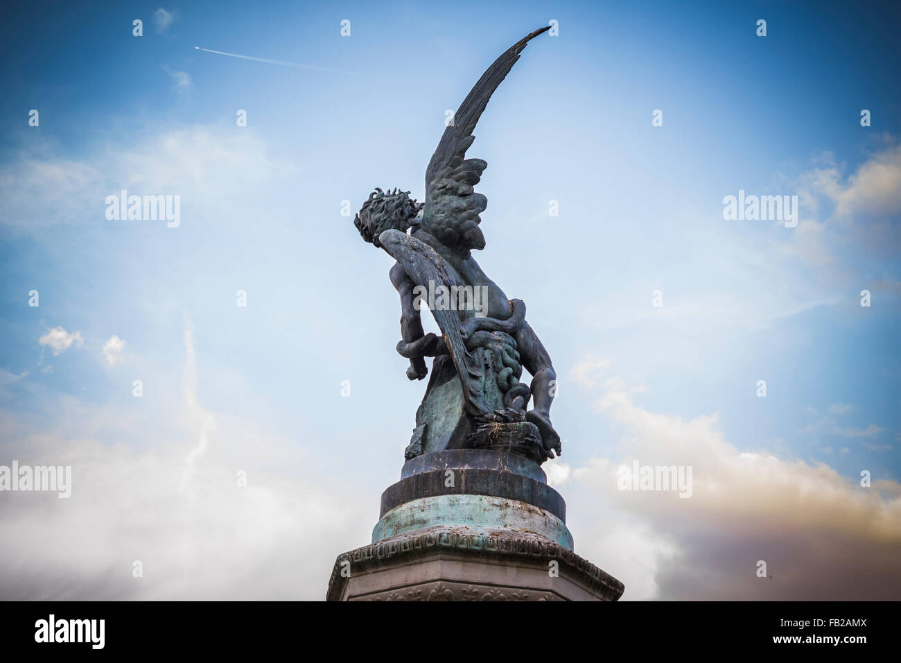 demon, devil figure, bronze sculpture with demonic gargoyles and ...