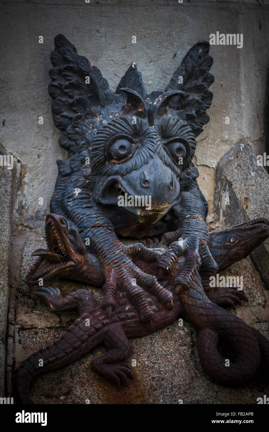 devil figure, bronze sculpture with demonic gargoyles and monsters ...