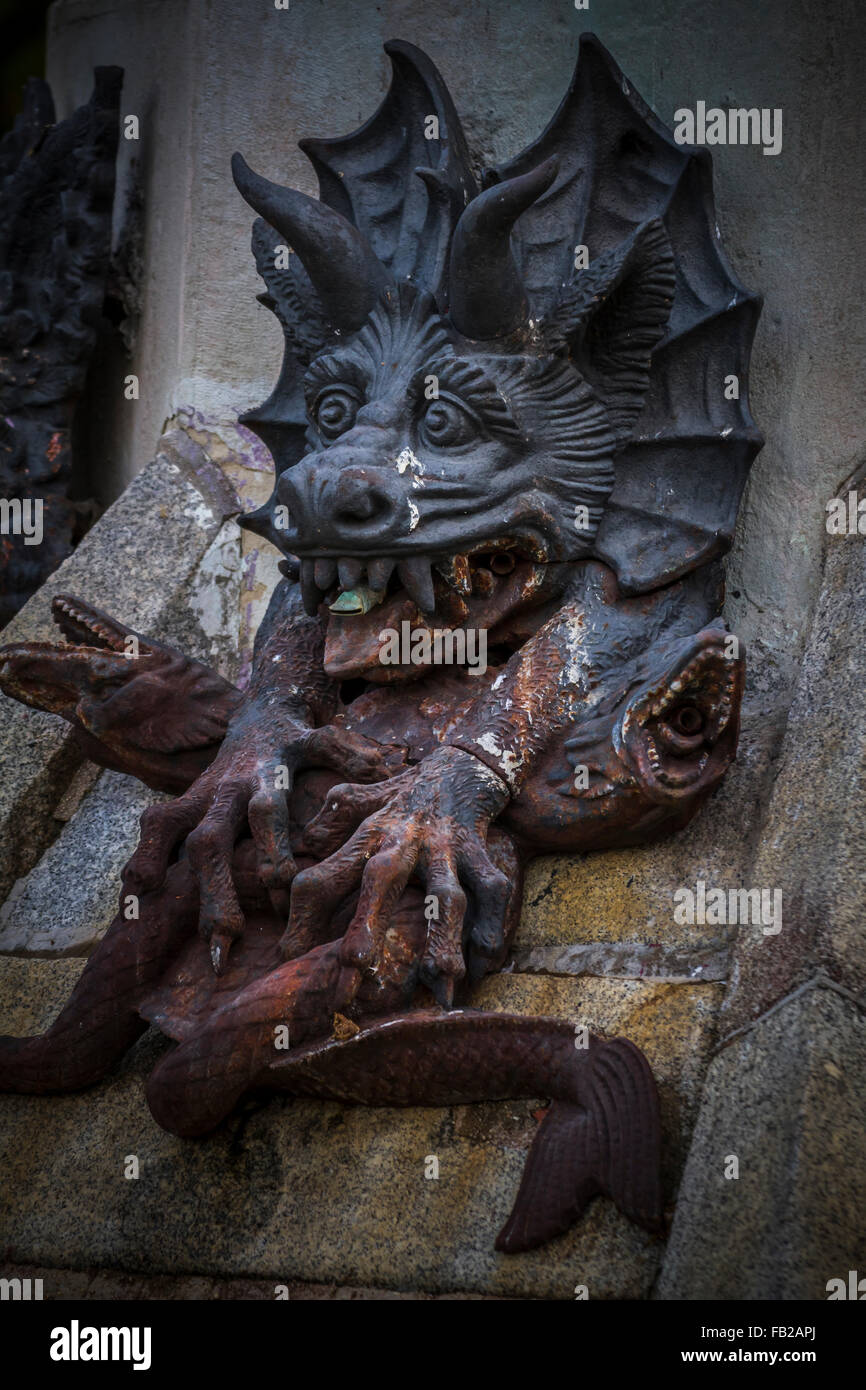 devil figure, bronze sculpture with demonic gargoyles and monsters ...