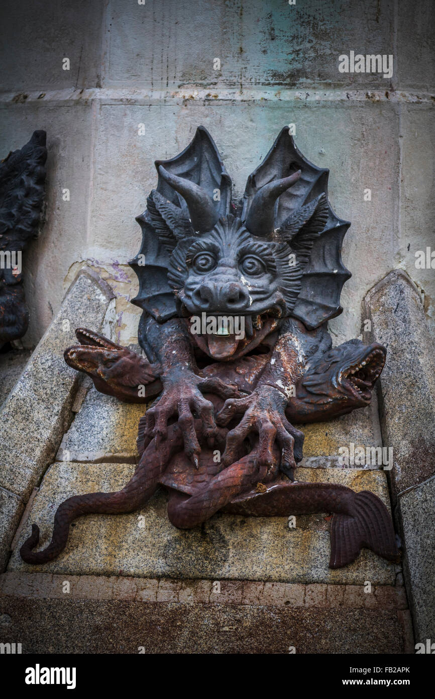devil figure, bronze sculpture with demonic gargoyles and monsters ...