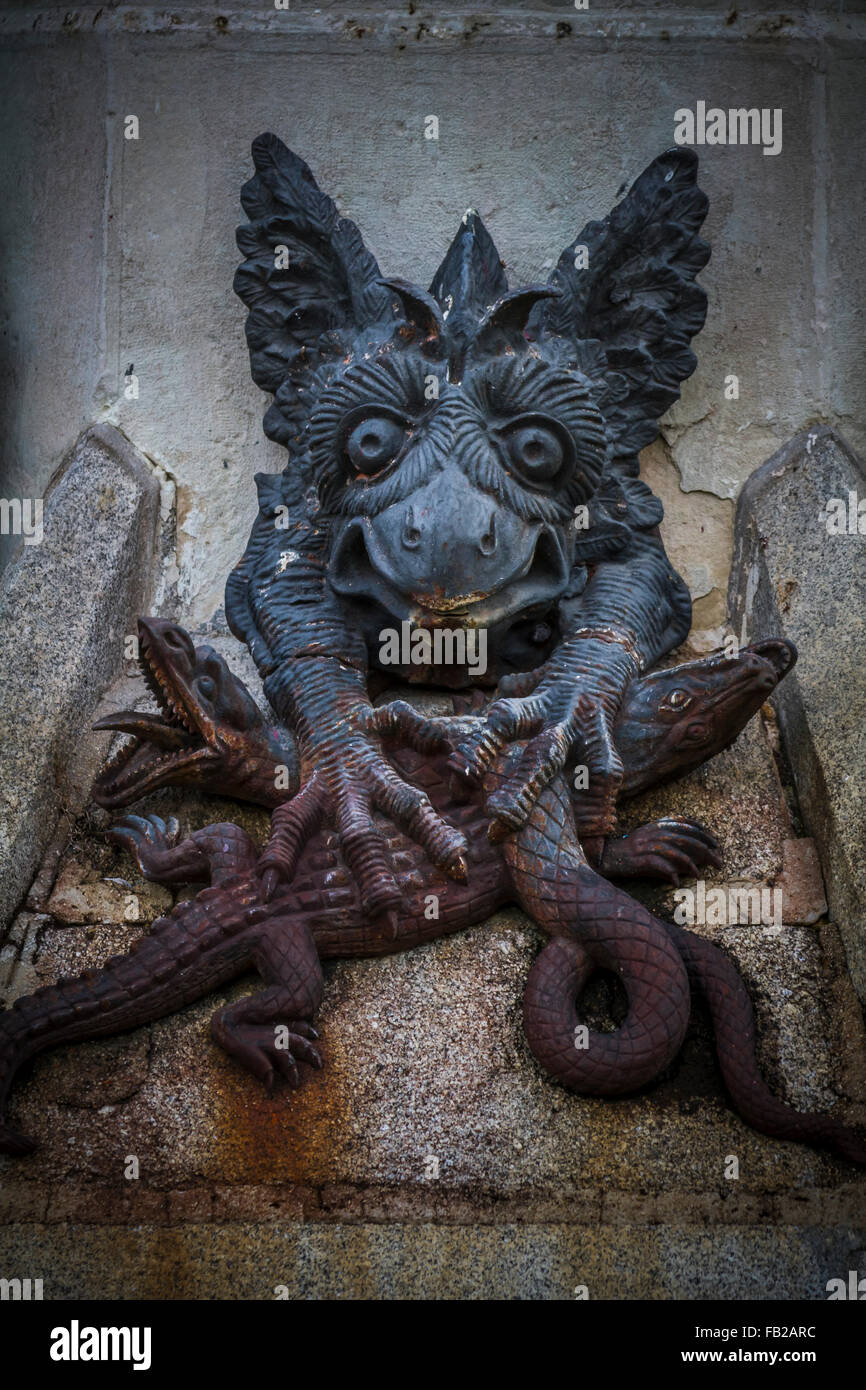 devil figure, bronze sculpture with demonic gargoyles and monsters ...