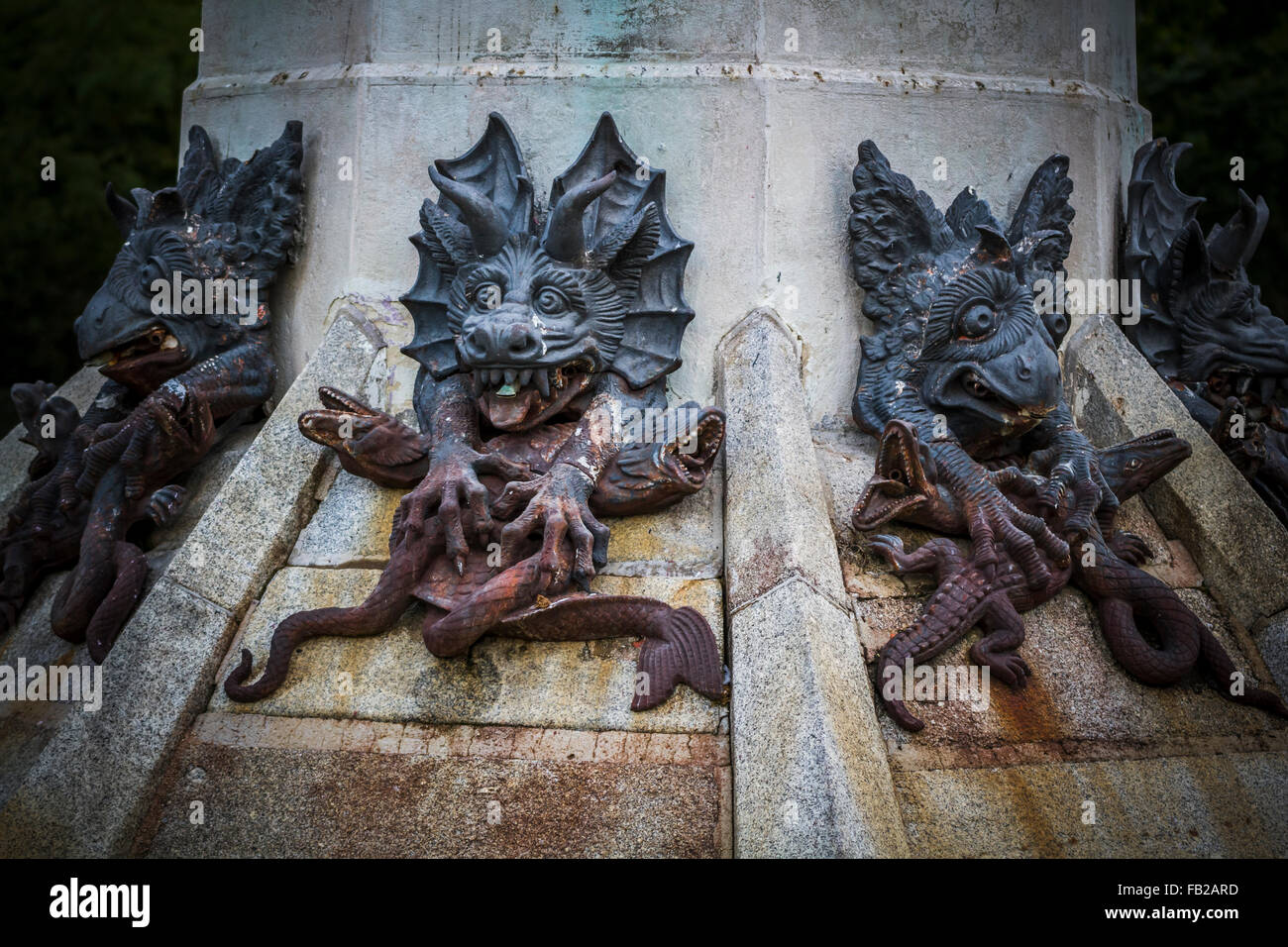guardian, devil figure, bronze sculpture with demonic gargoyles and ...