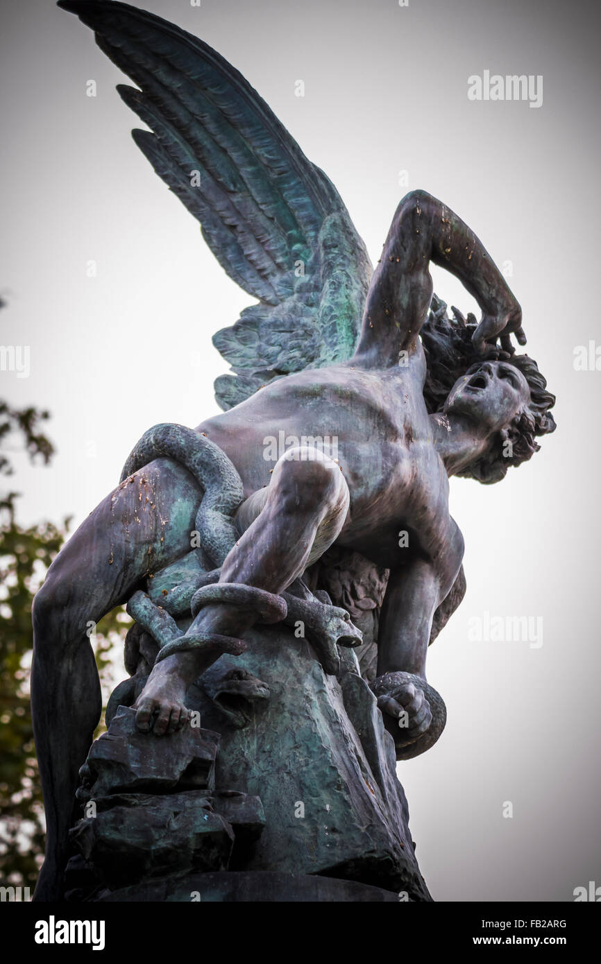 devil figure, bronze sculpture with demonic gargoyles and monsters ...