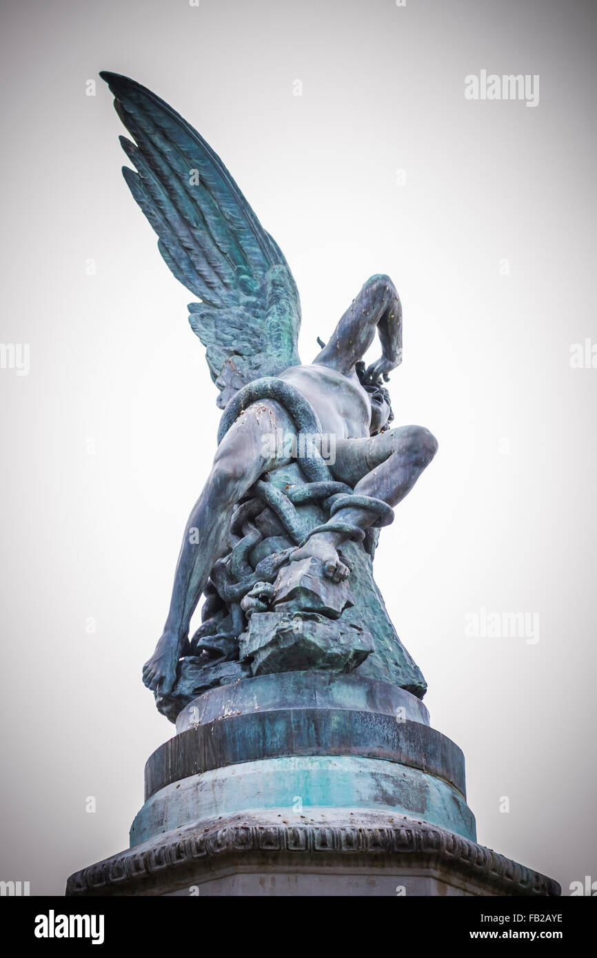 devil figure, bronze sculpture with demonic gargoyles and monsters ...