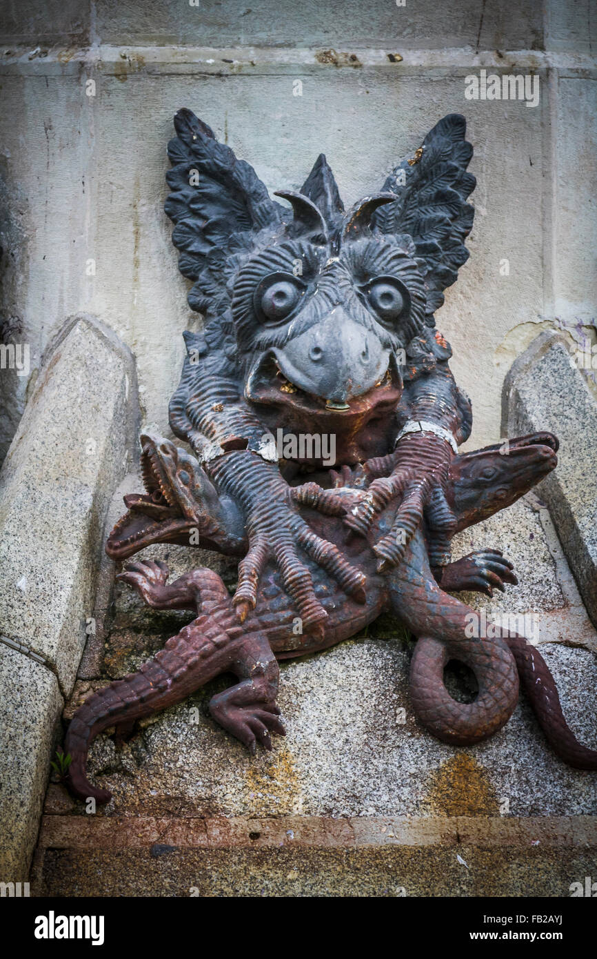 devil figure, bronze sculpture with demonic gargoyles and monsters ...