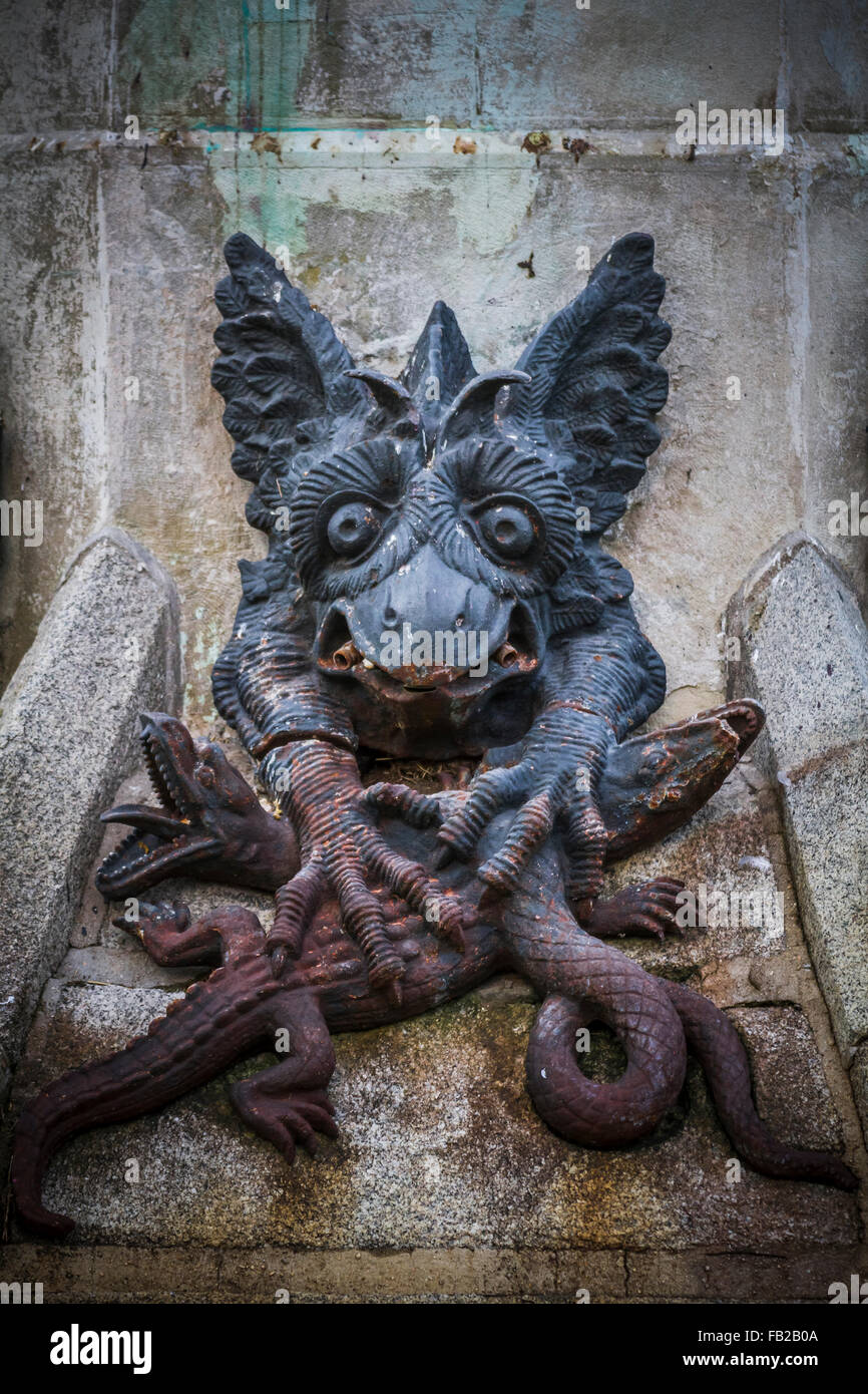 devil figure, bronze sculpture with demonic gargoyles and monsters ...