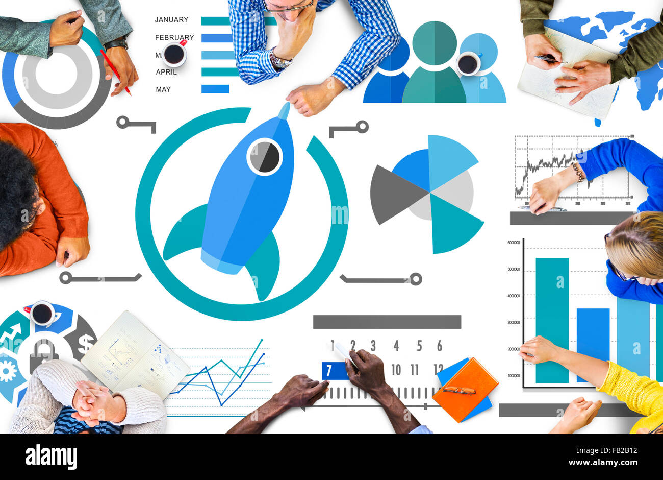 New Business Chart Innovation Teamwork Global Business Concept Stock ...