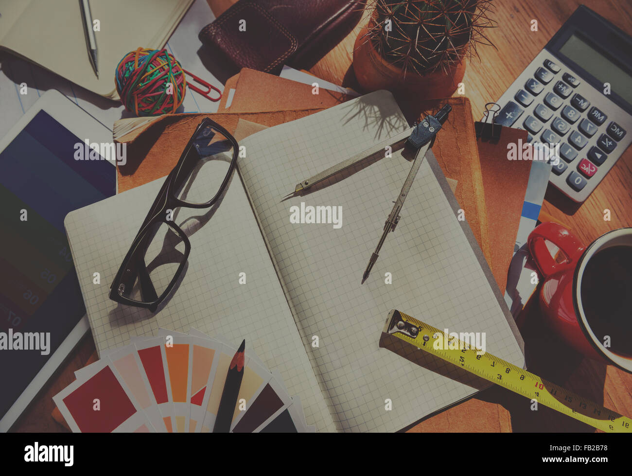 Messy Designer's Table with Tools Concept Stock Photo - Alamy