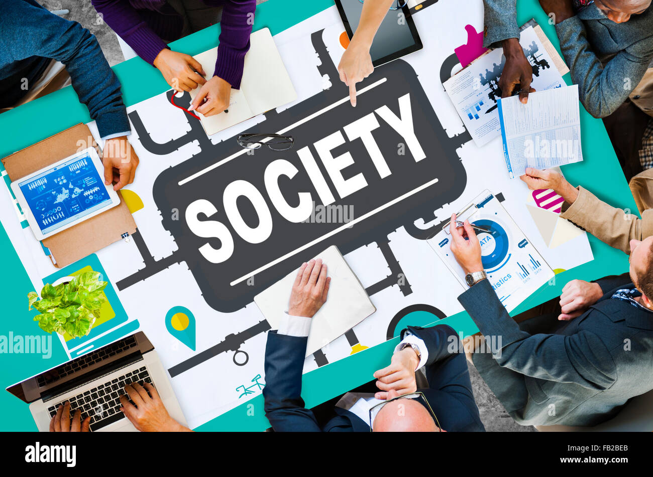 Society Community Global Togetherness Connecting Internet Concept Stock ...