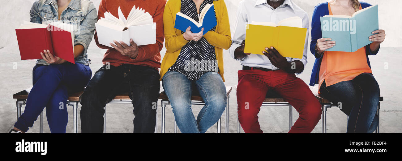 Diversity People Reading Book Inspiration Concept Stock Photo - Alamy