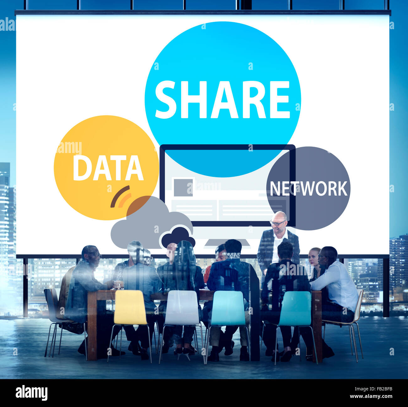 Share Data Network Sharing Social Network Connection Concept Stock ...