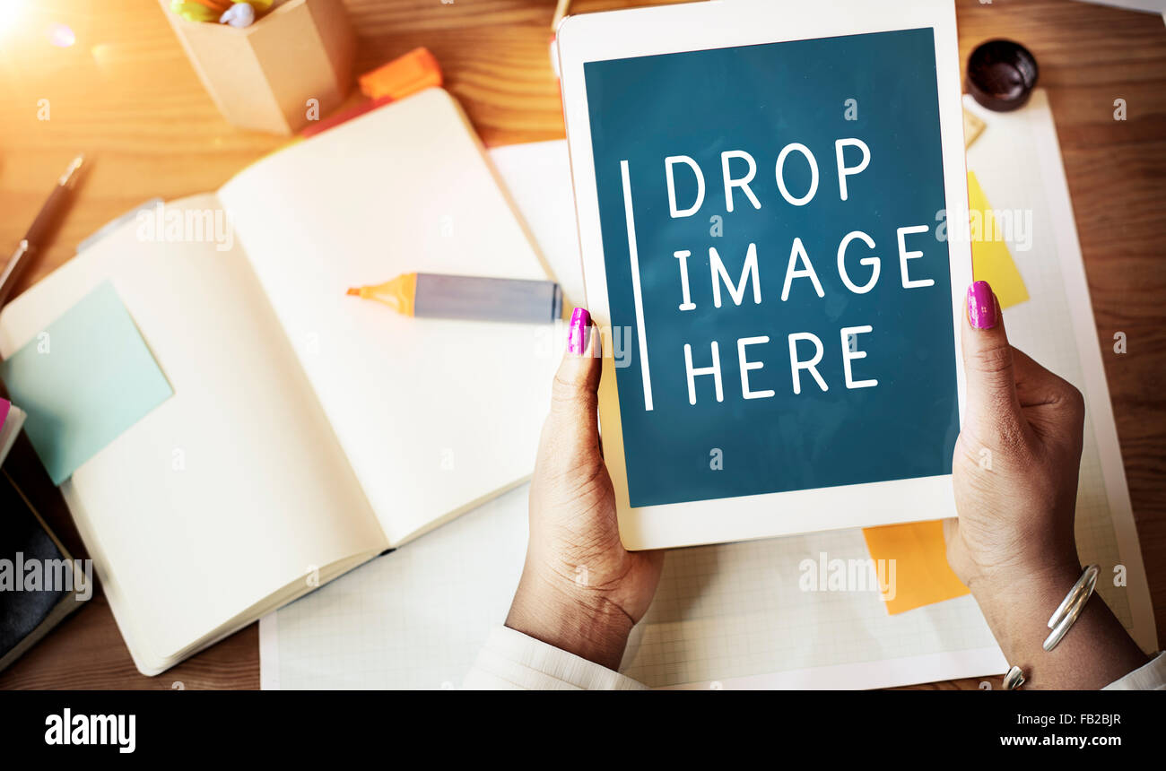 Digital Tablet Drop Image Here Copy Space Technology Concept Stock ...