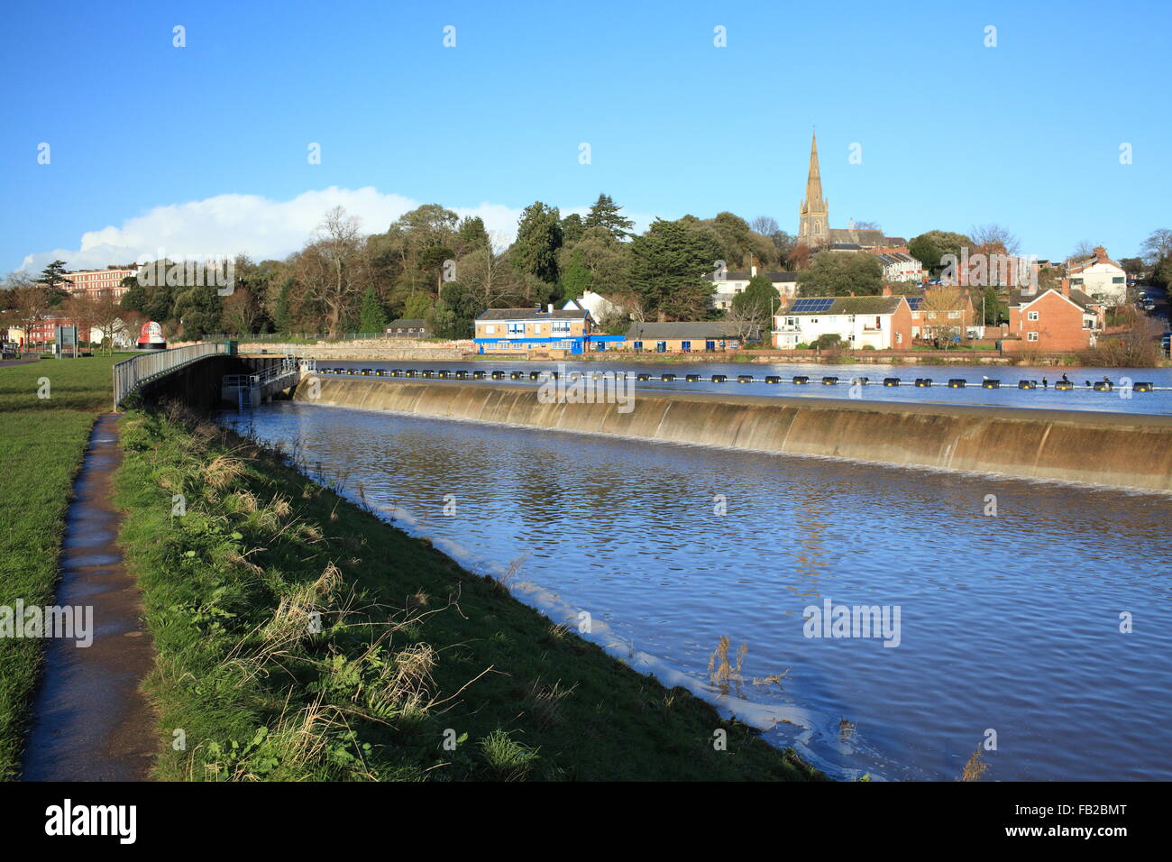 Exeter flood relief channel in operation after recent heavy rain, Devon ...