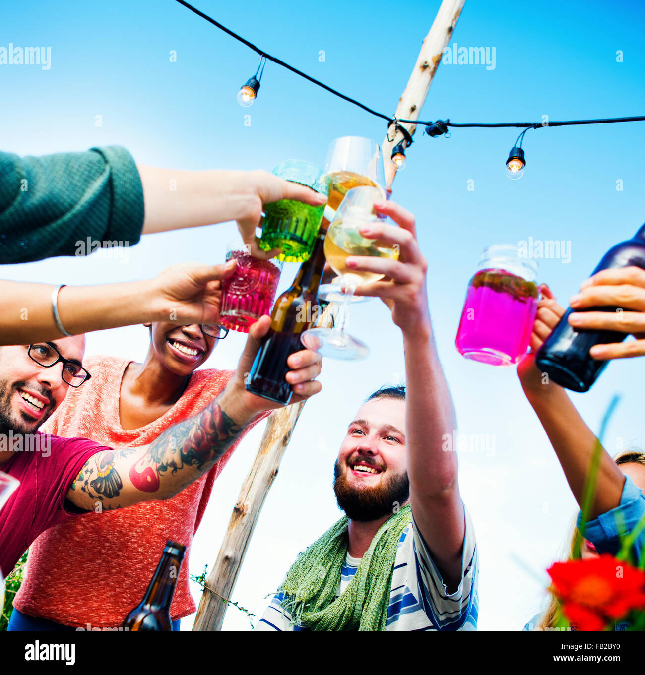 Beach Cheers Celebration Friendship Summer Fun Dinner Concept Stock ...