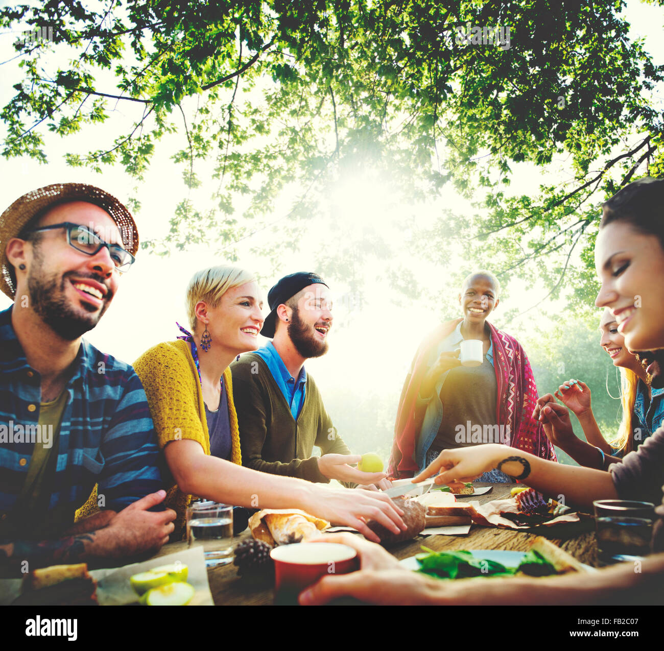 Friends Friendship Outdoor Dining People Concept Stock Photo - Alamy
