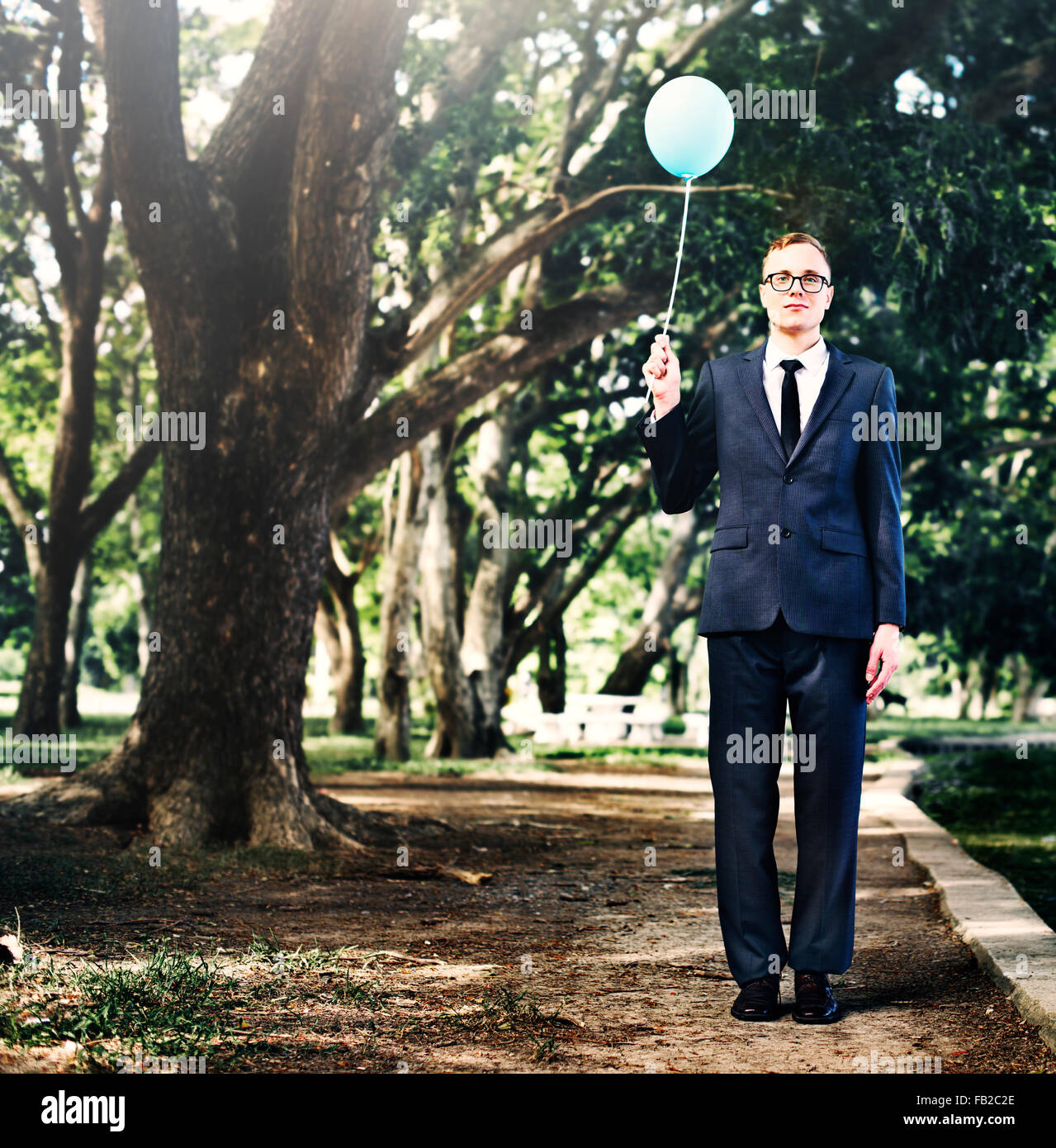 Balloon Executive Flying Success Business Rise Start Concept Stock ...