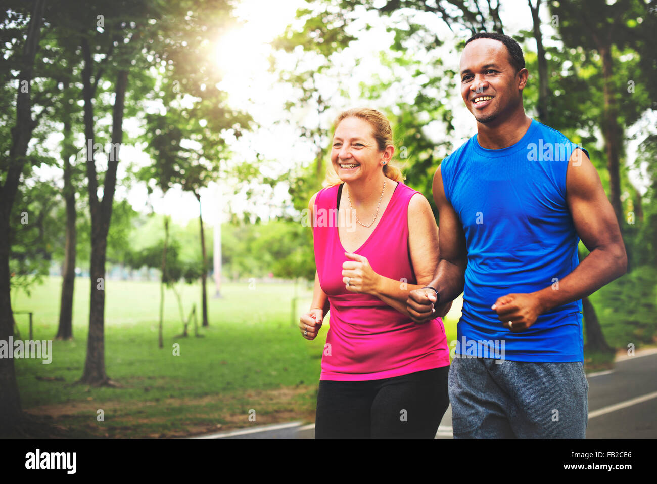 Couple Exercise Wearing Happiness Healthy Concept Stock Photo - Alamy