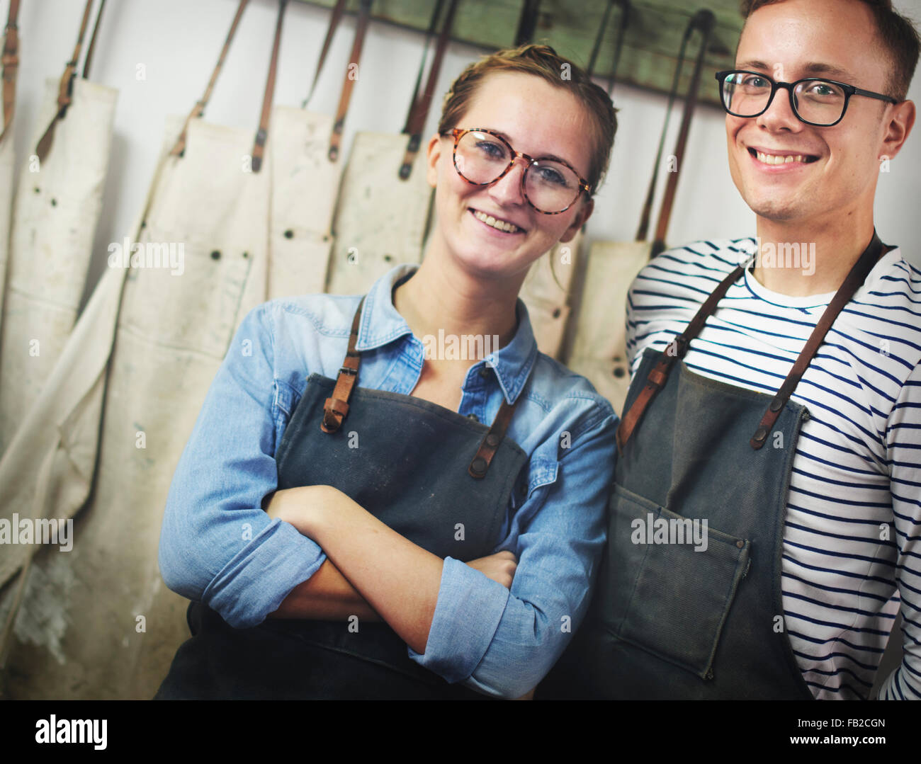 Couple Partner Craftsman Indoor Working Concept Stock Photo - Alamy