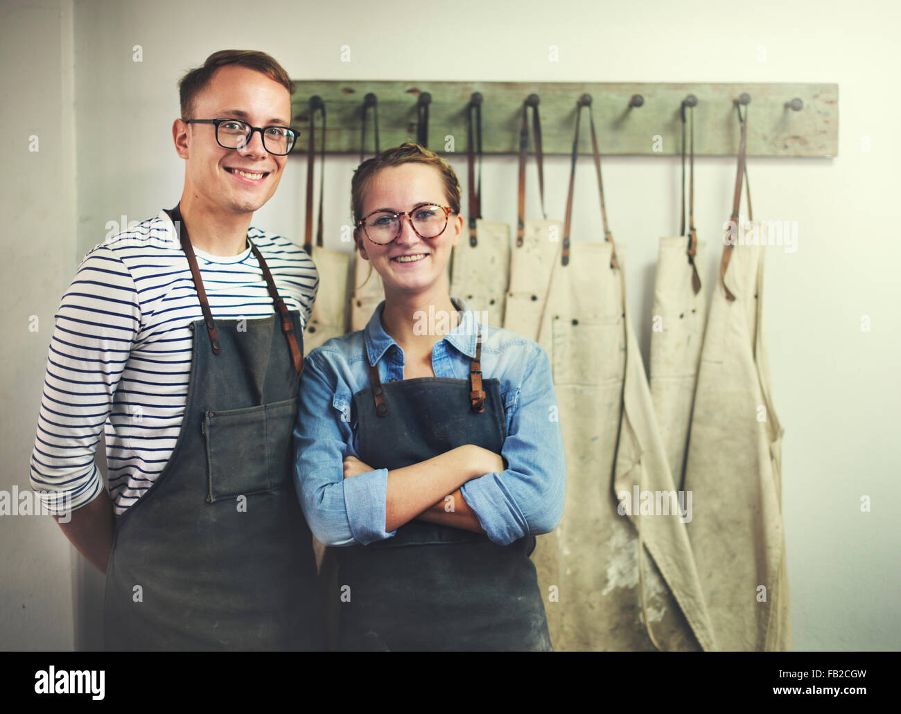 Couple Partner Craftsman Indoor Working Concept Stock Photo - Alamy