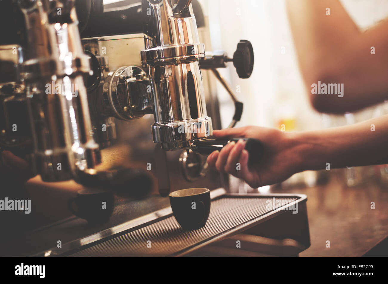 Barista Cafe Making Coffee Preparation Service Concept Stock Photo - Alamy