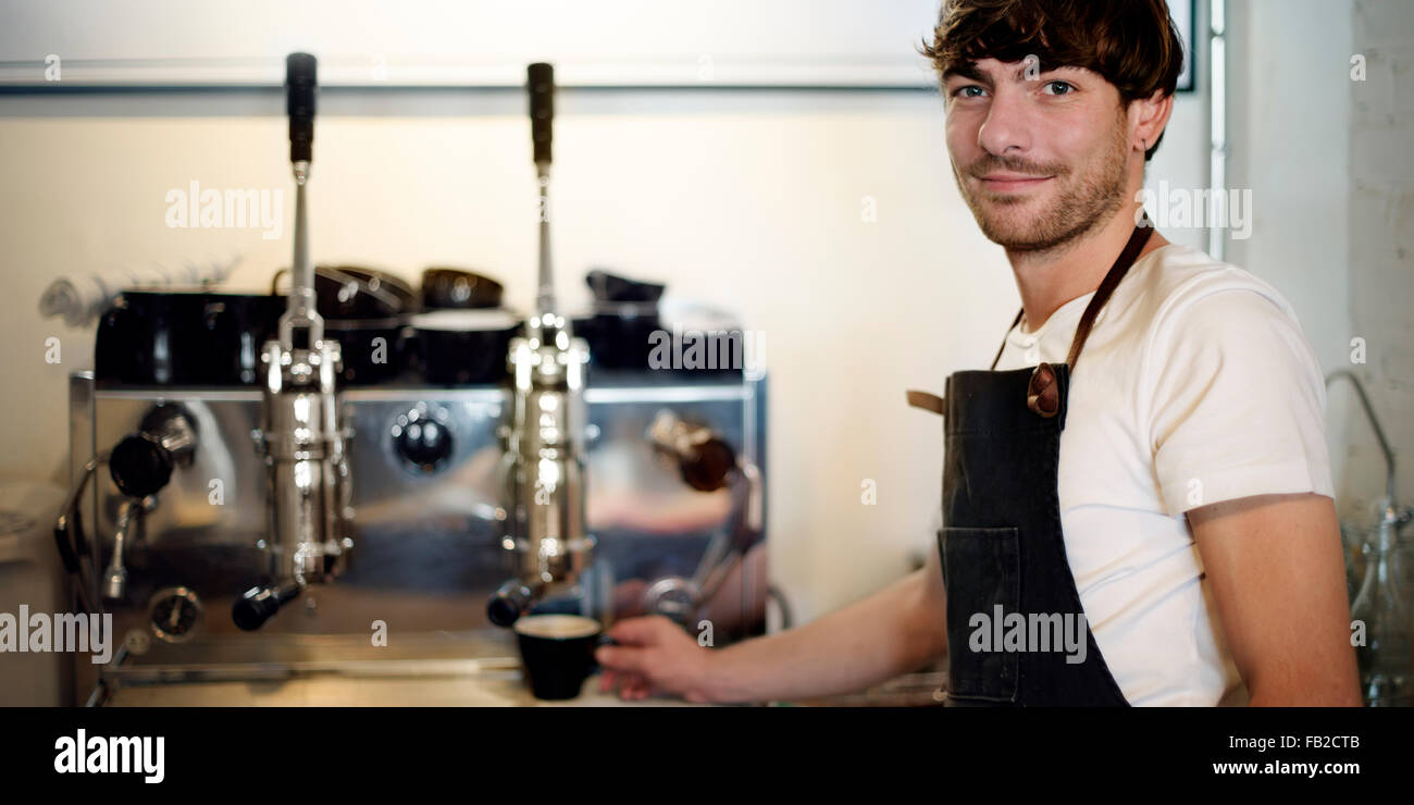 Barista Cafe Making Coffee Preparation Service Concept Stock Photo - Alamy