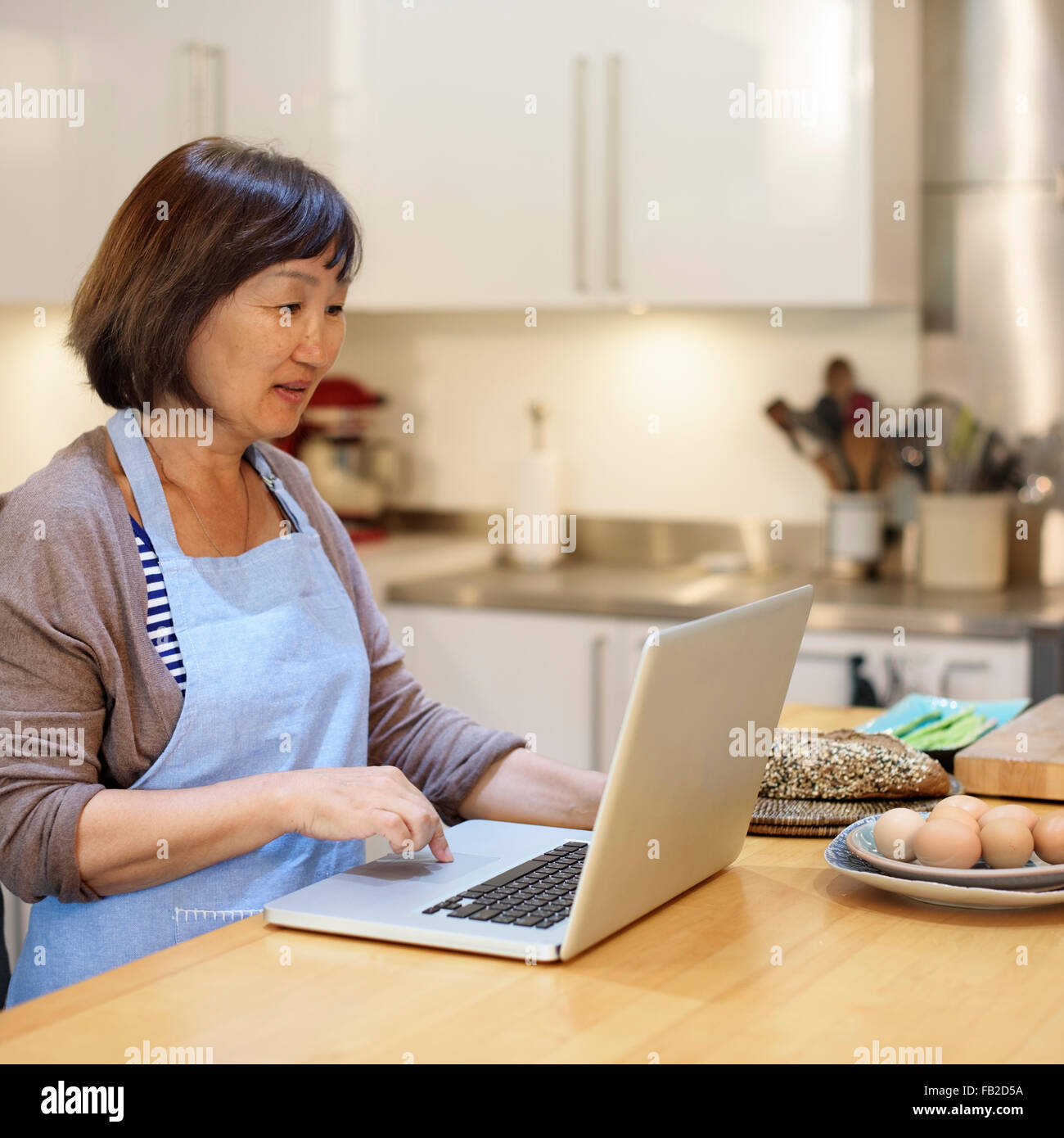 Housewife Serching Preparing Menu Laptop Concept Stock Photo - Alamy