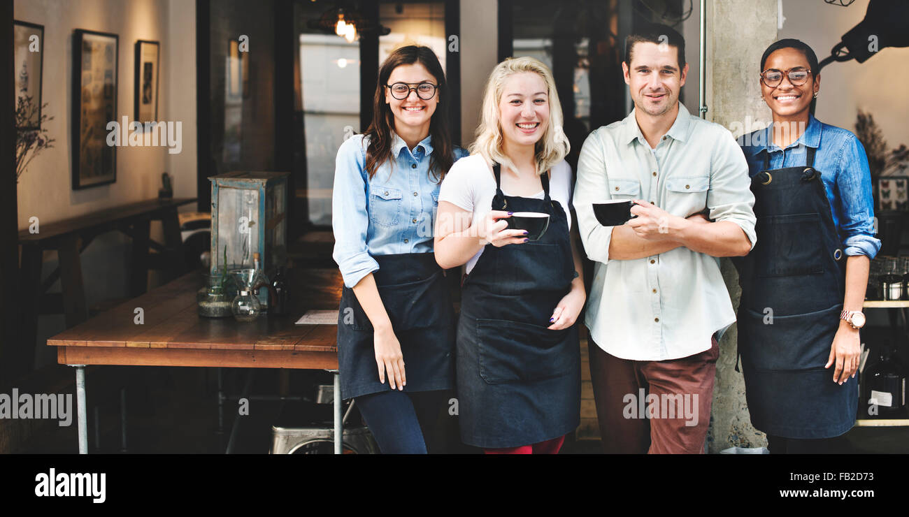 Friends Partnership Barista Coffee Shop Concept Stock Photo - Alamy
