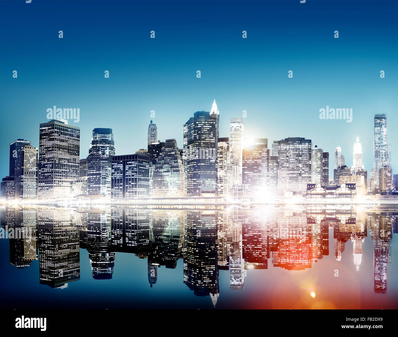 Building Skyscraper Panoramic Night New York City Concept Stock Photo ...